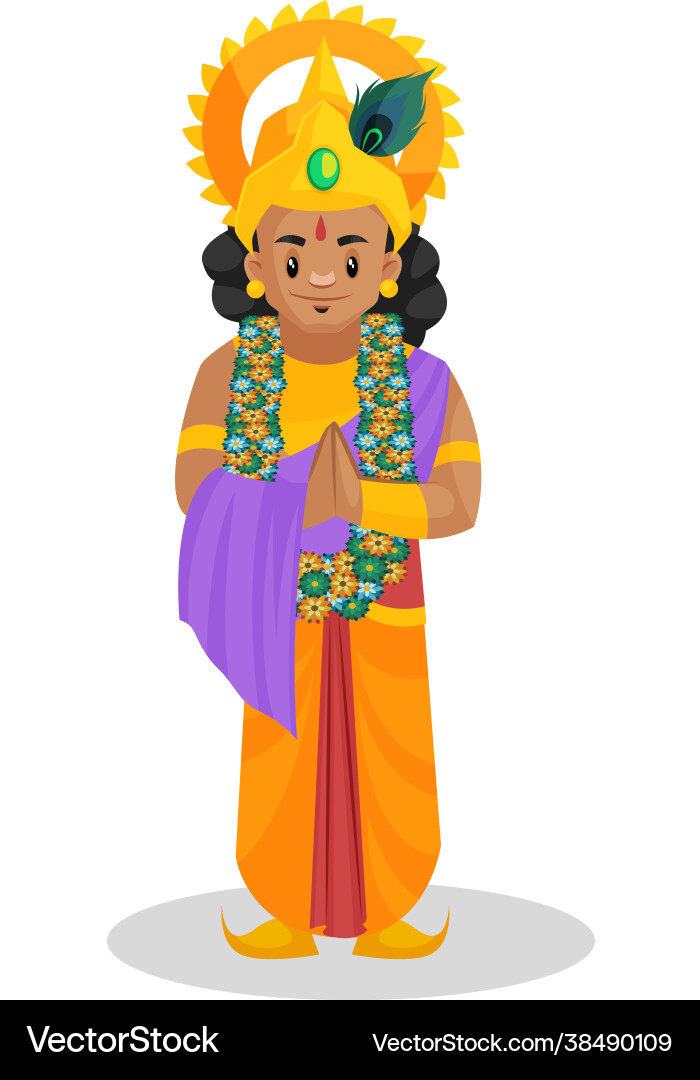 Lord krishna cartoon character Royalty Free Vector Image