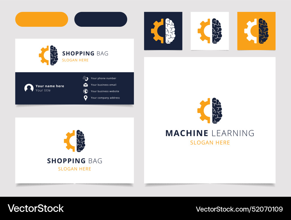 Machine learning logo combining brain and gear Vector Image Machine learning logo combining brain and gear Vector Image