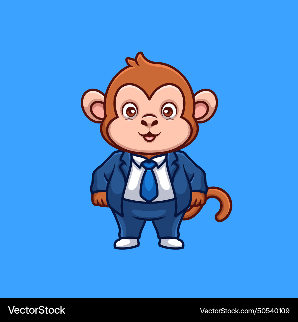 Manager monkey cute cartoon Royalty Free Vector Image