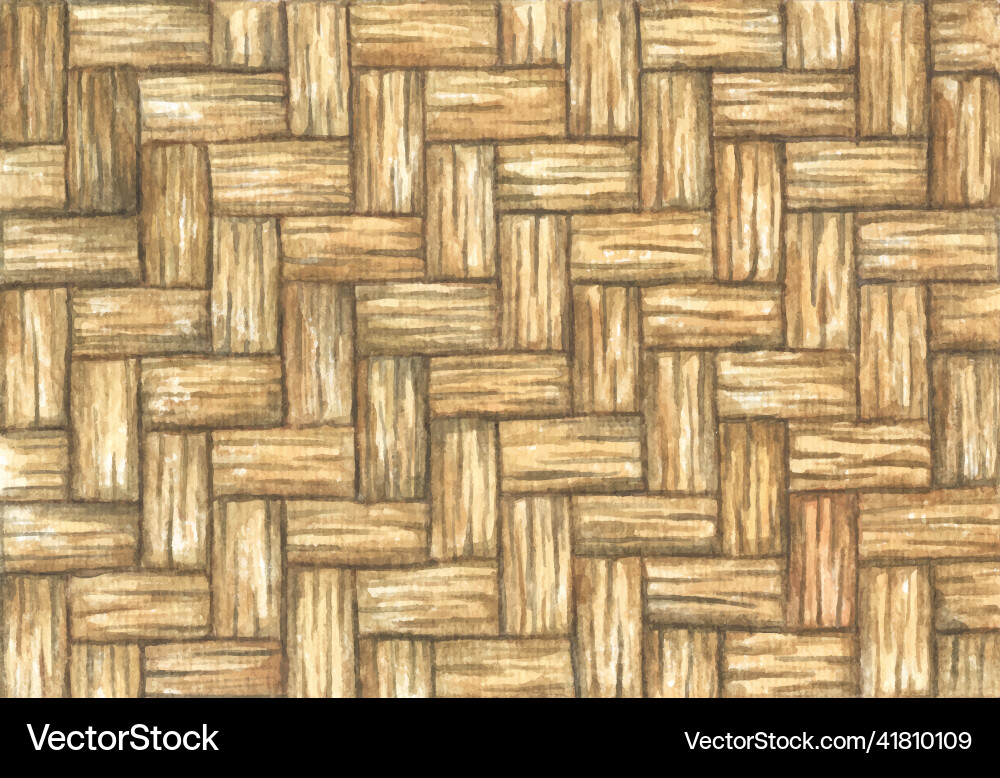 Old rattan weave texture watercolor Royalty Free Vector