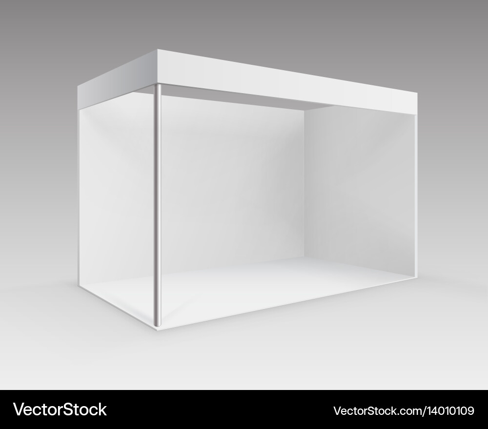 White indoor trade exhibition booth stand Vector Image