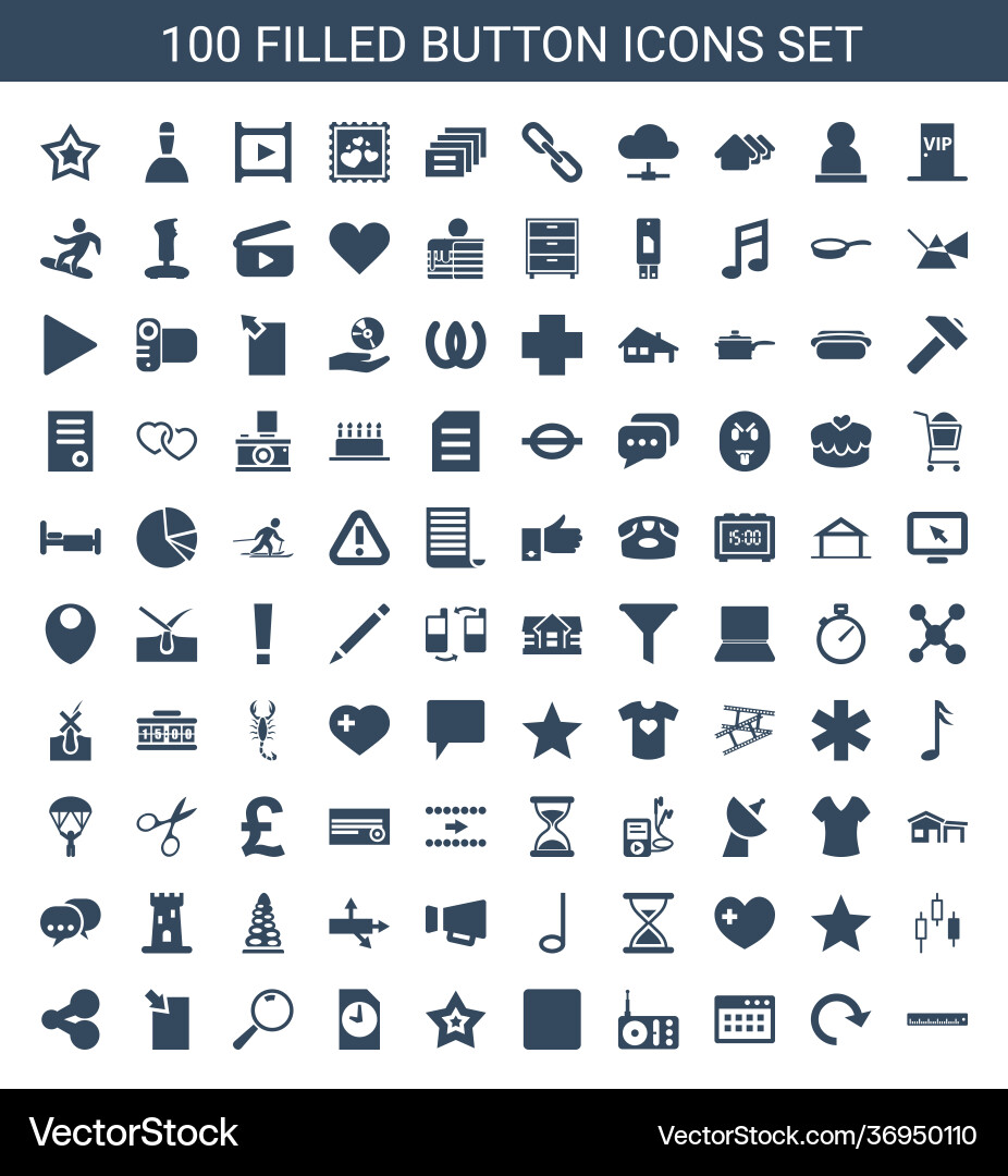 100 button icons Royalty Free Vector Image - VectorStock