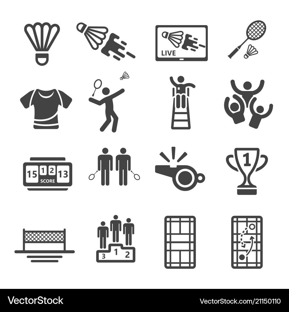Badminton Icon Set Royalty Free Vector Image - VectorStock