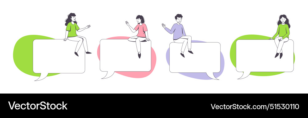 Communication speech bubble with people character Vector Image