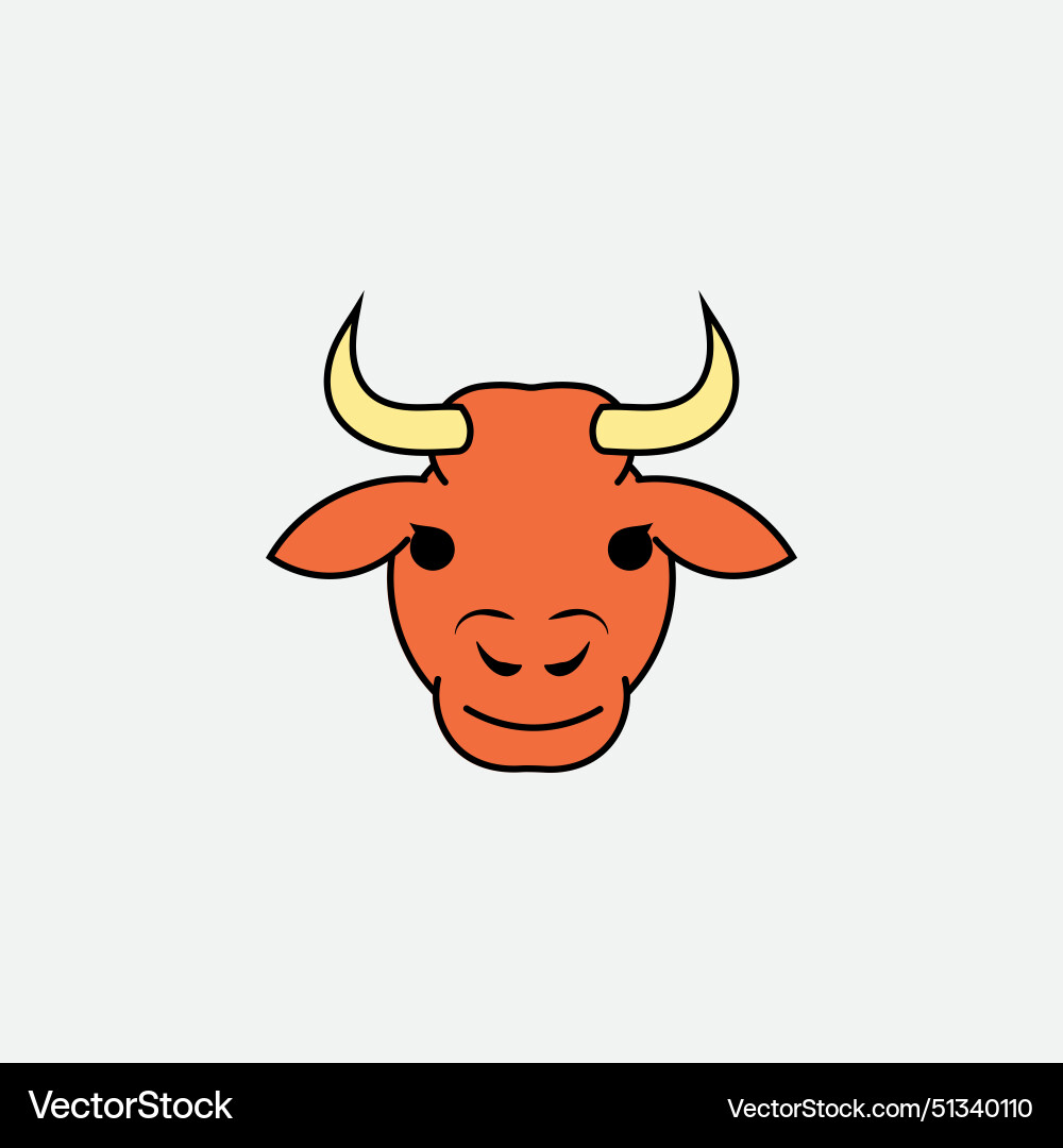 Cow head from front cartoon style Royalty Free Vector Image
