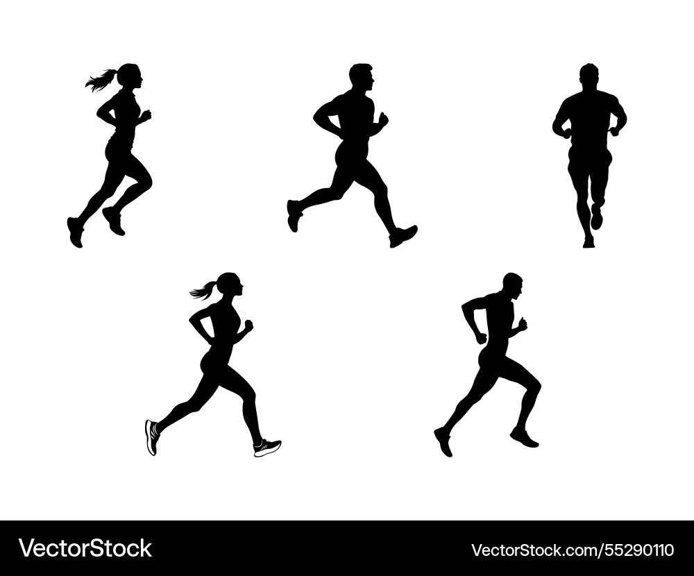 Dynamic running silhouette bundle for active Vector Image