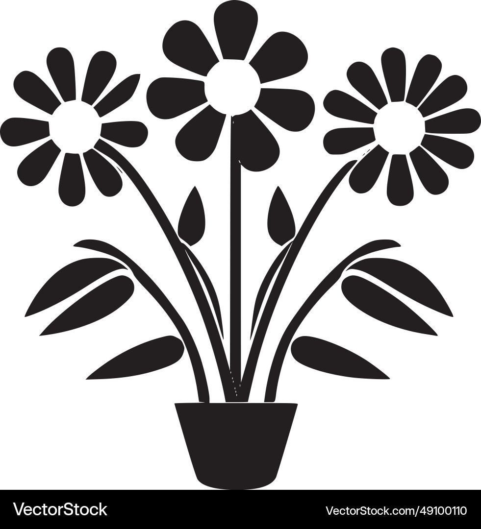 Flowers - black and white isolated icon Royalty Free Vector