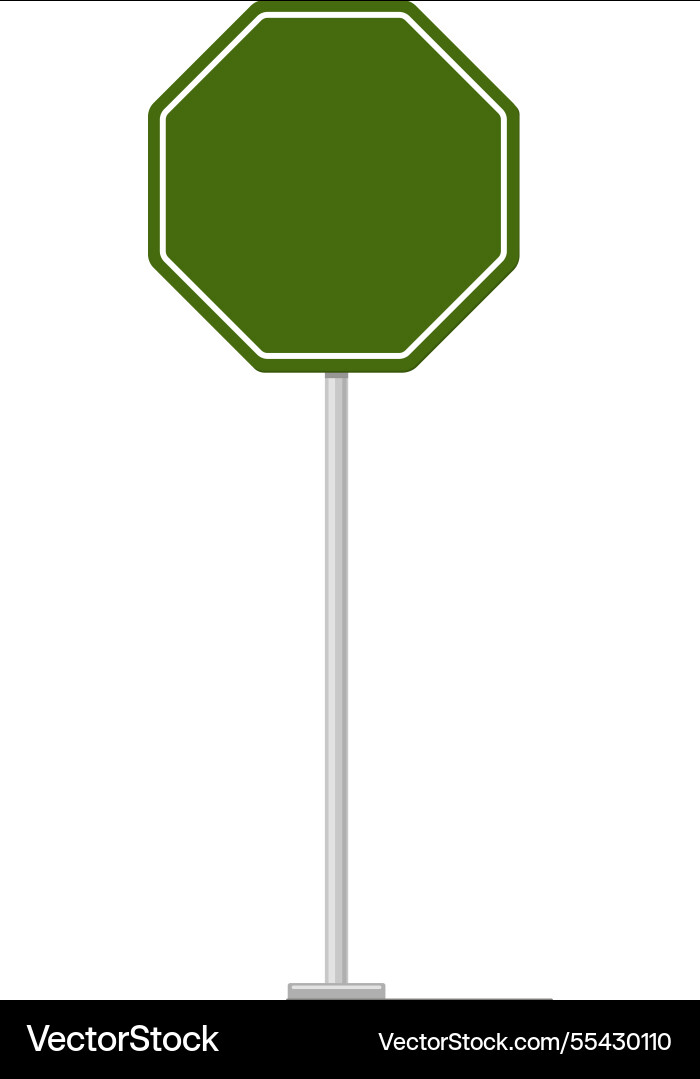 Green octagonal traffic sign featuring a white Vector Image
