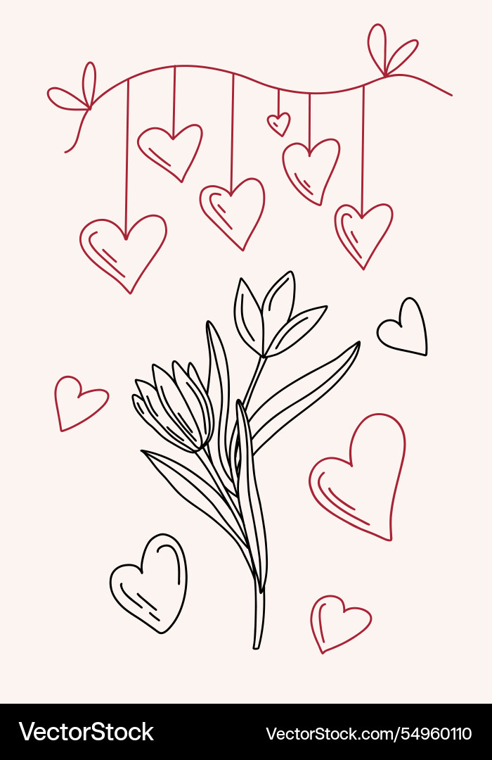 Hand drawn valentines day card Royalty Free Vector Image
