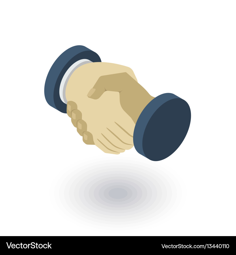 Handshake isometric flat icon 3d Royalty Free Vector Image