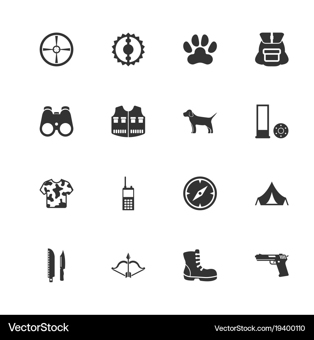 Hunting - flat icons Royalty Free Vector Image