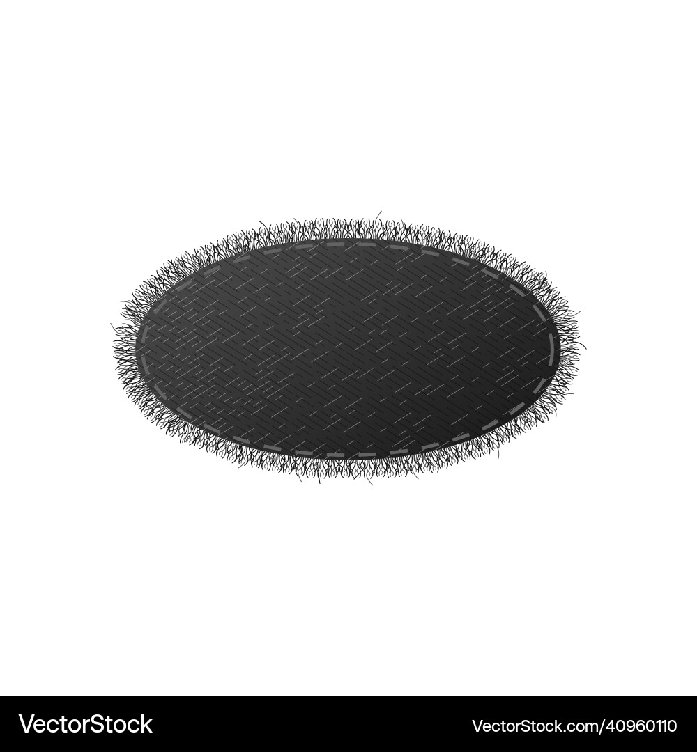 Realistic denim textile patch with fringe Vector Image