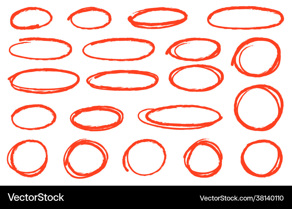 Red hand drawn circles rounds bubbles set Vector Image
