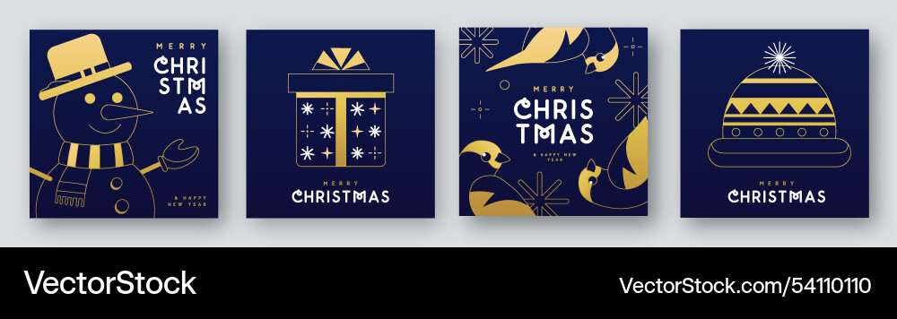 Set of merry christmas and happy new year cards Vector Image