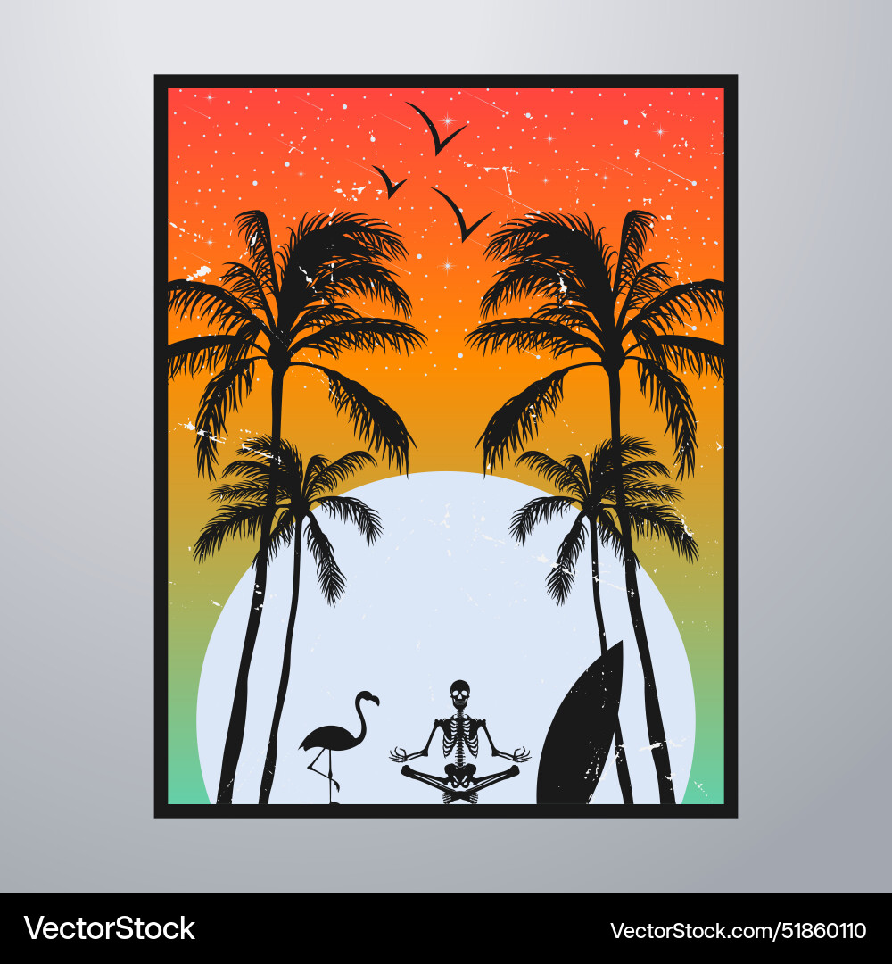 Summer time on the beach poster with grunge Vector Image
