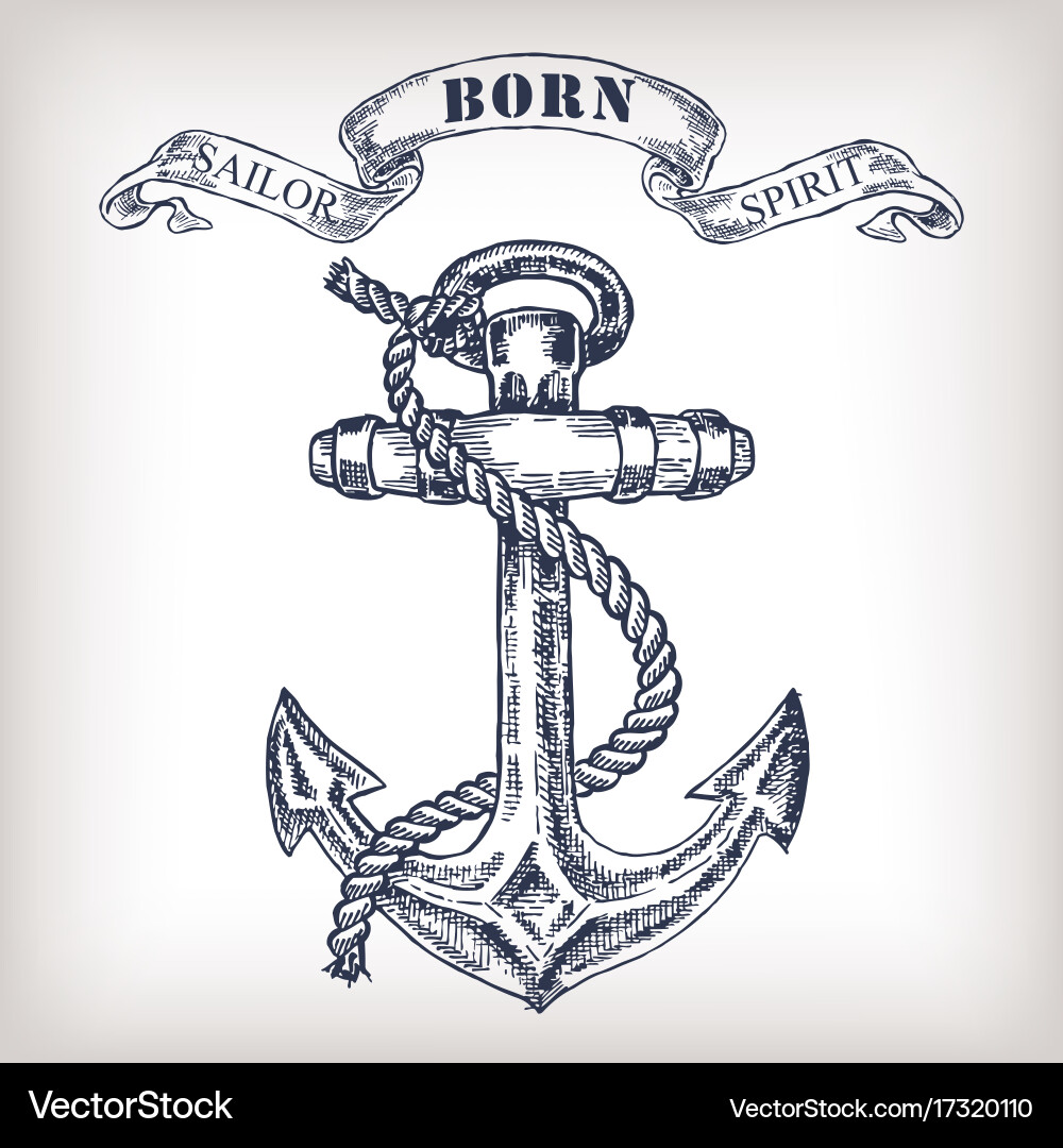 Vintage anchor and ribbon Royalty Free Vector Image