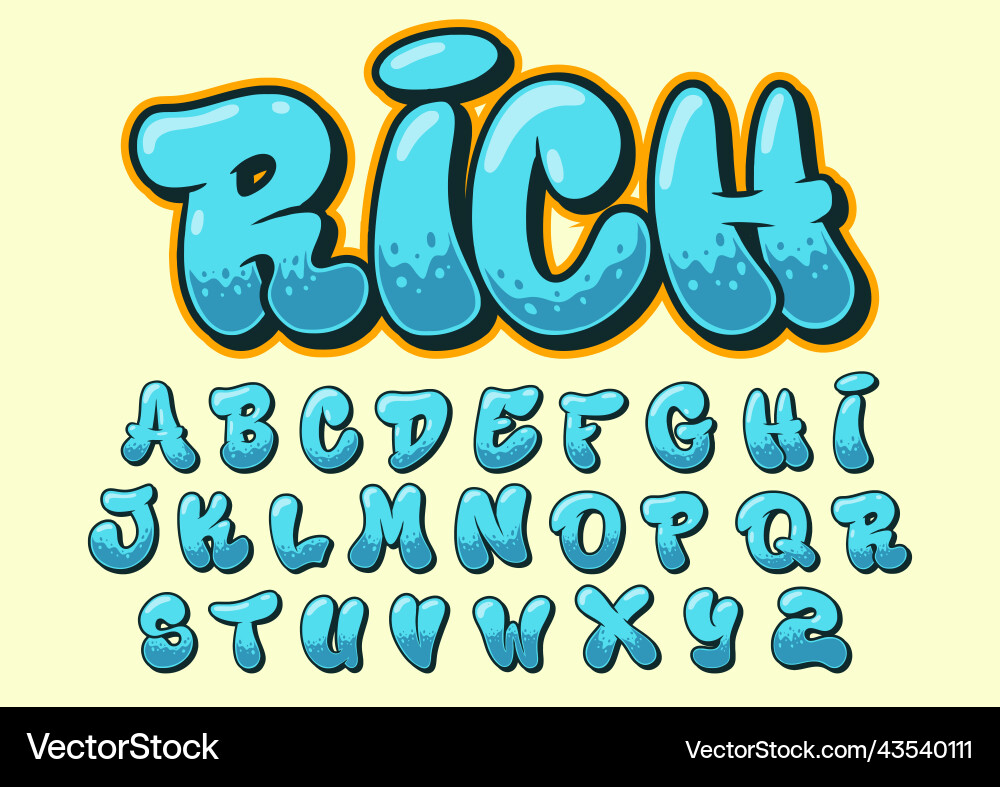 Alphabet fresh graffiti cartoon Royalty Free Vector Image