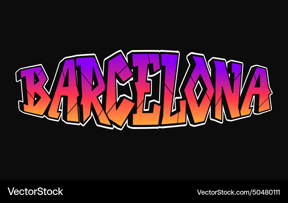 Barcelona - single word letters graffiti style Vector Image