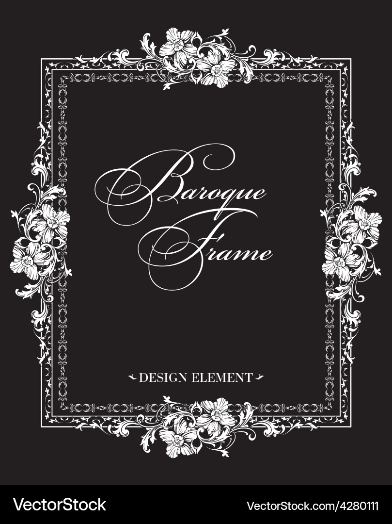 Baroque Floral Frame Royalty Free Vector Image