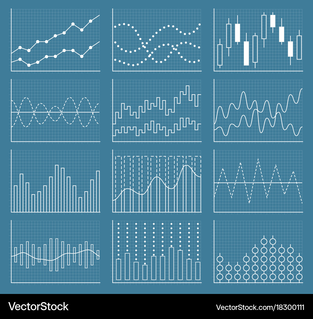 Business chart collection set of graphs data Vector Image