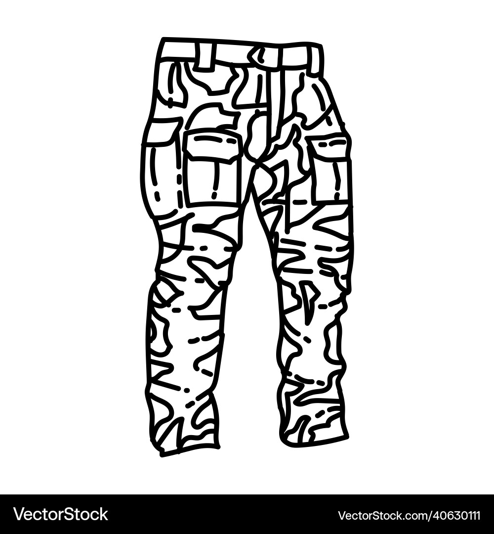 Combat army long pants icon doodle hand drawn Vector Image