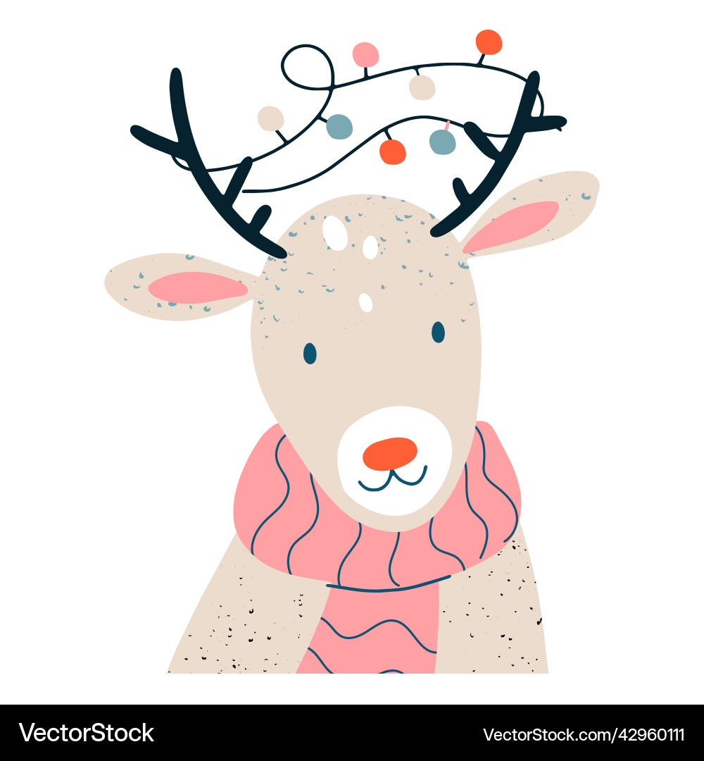 Cute reindeer festive high quality Royalty Free Vector Image