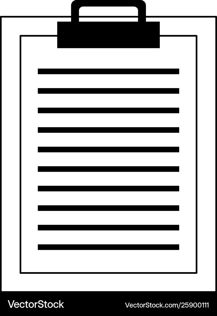 Document clipboard report symbol isolated in black