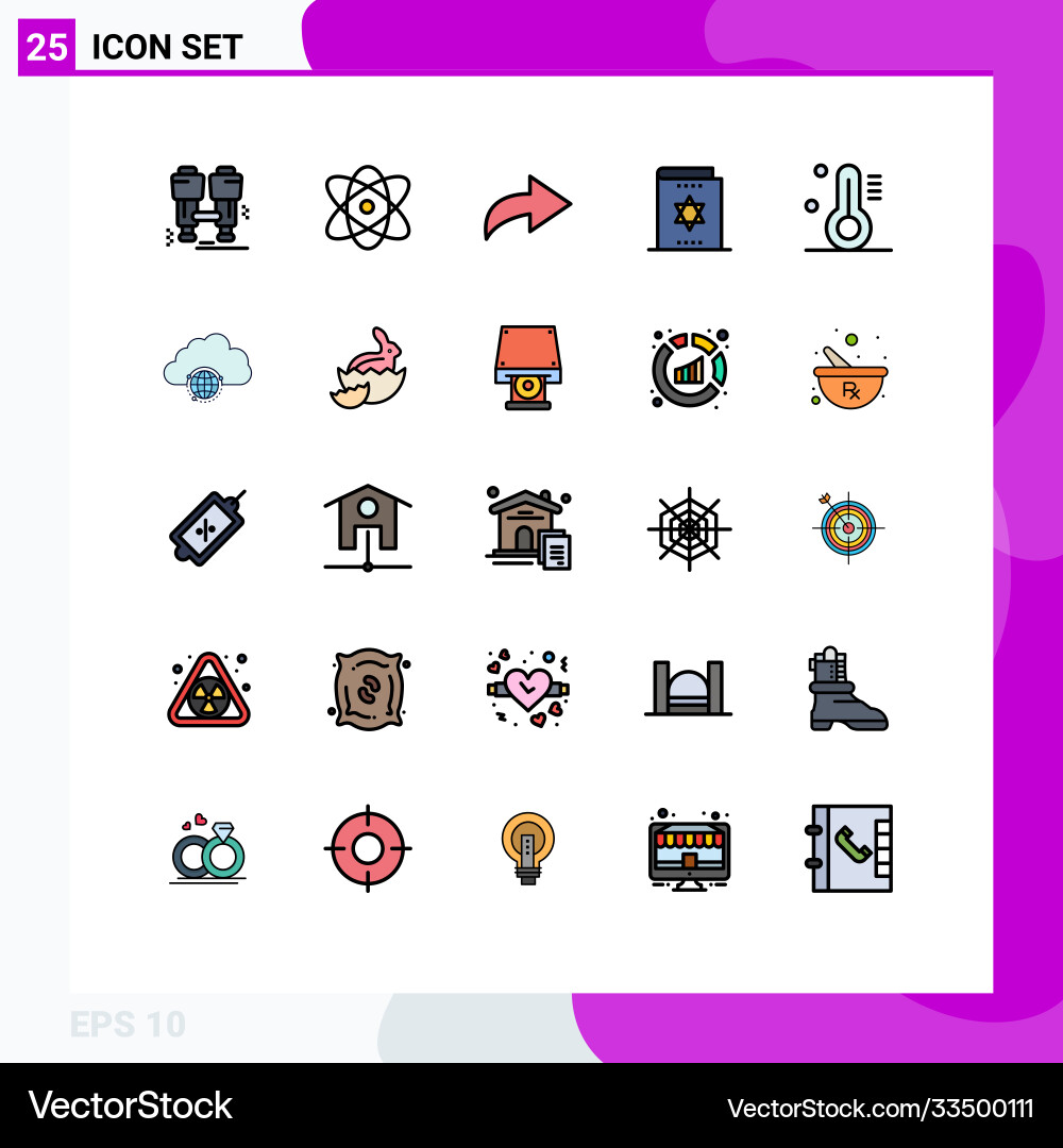 Editable line pack 25 simple filled flat Vector Image