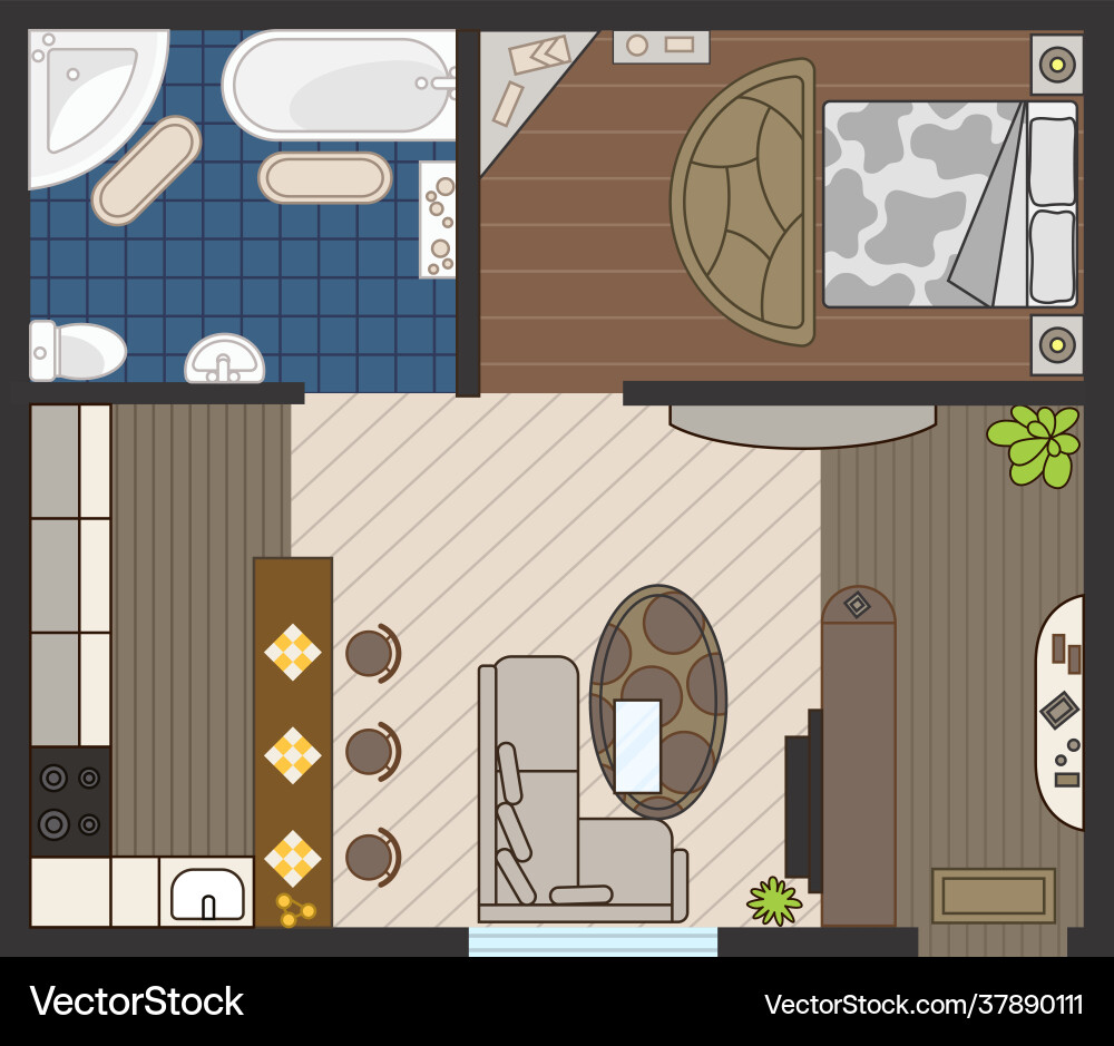 Interior plan in color detailed apartment Vector Image
