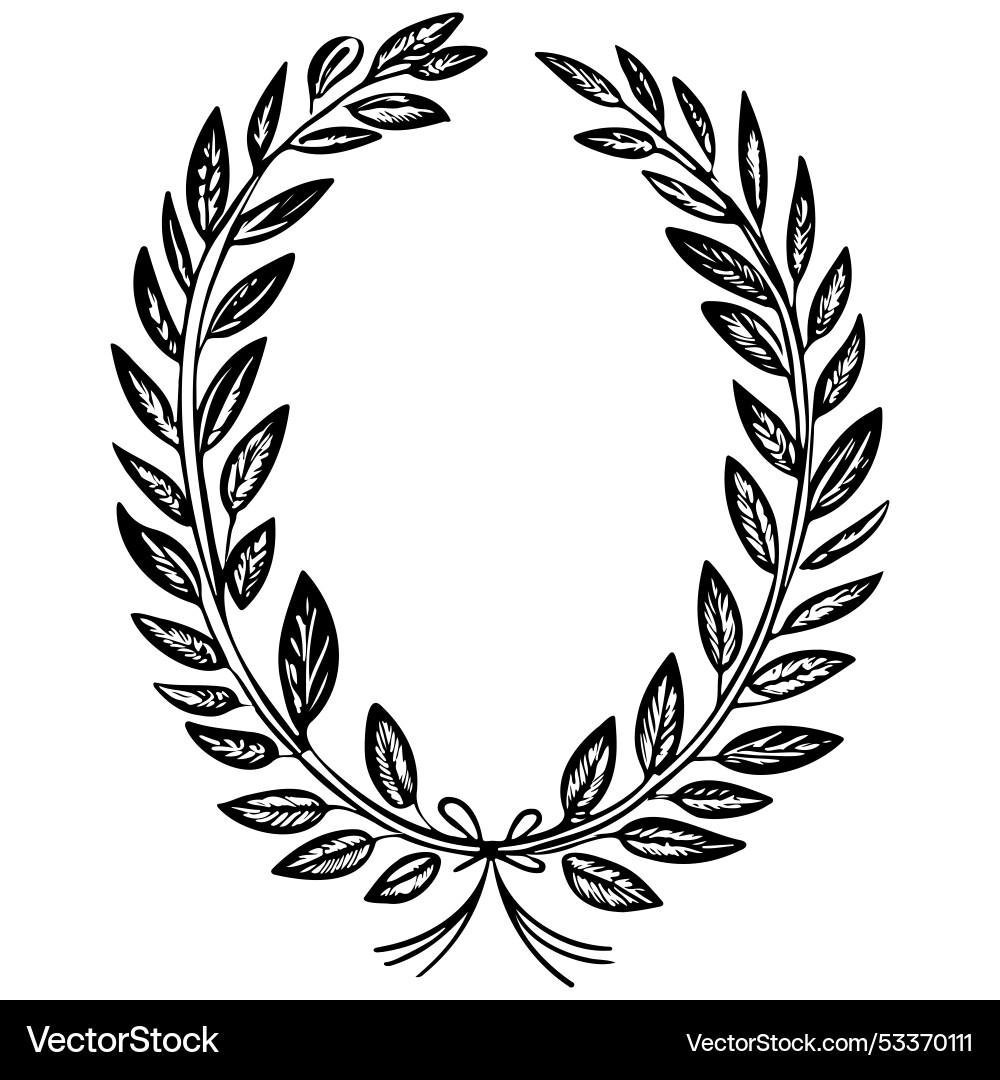 Line laurel wreath vintage hand drawn Royalty Free Vector