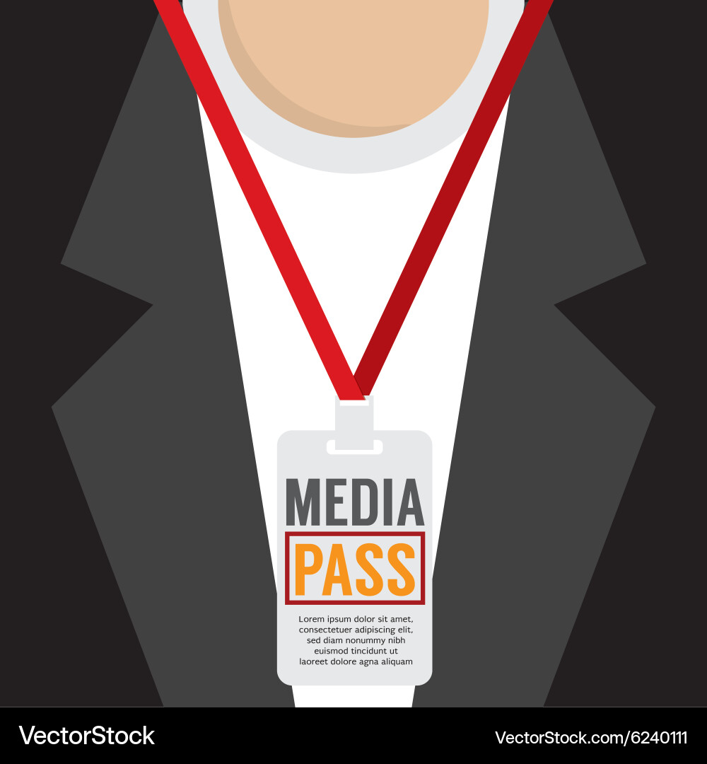 Media pass lanyard Royalty Free Vector Image - VectorStock