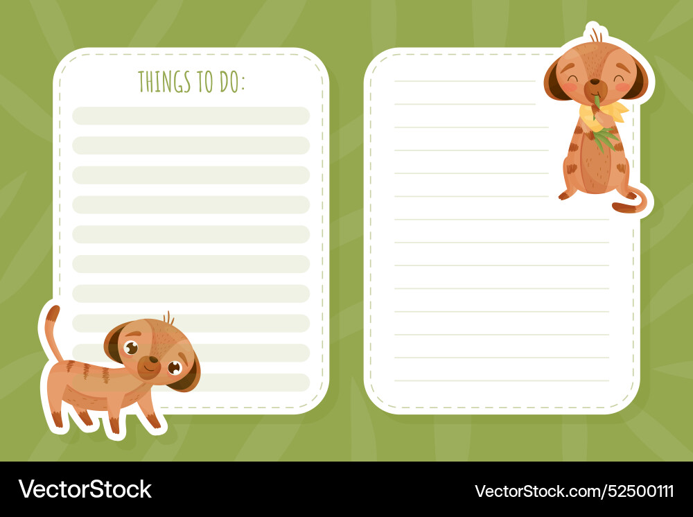 Meerkat cute animal empty note and reminder card Vector Image