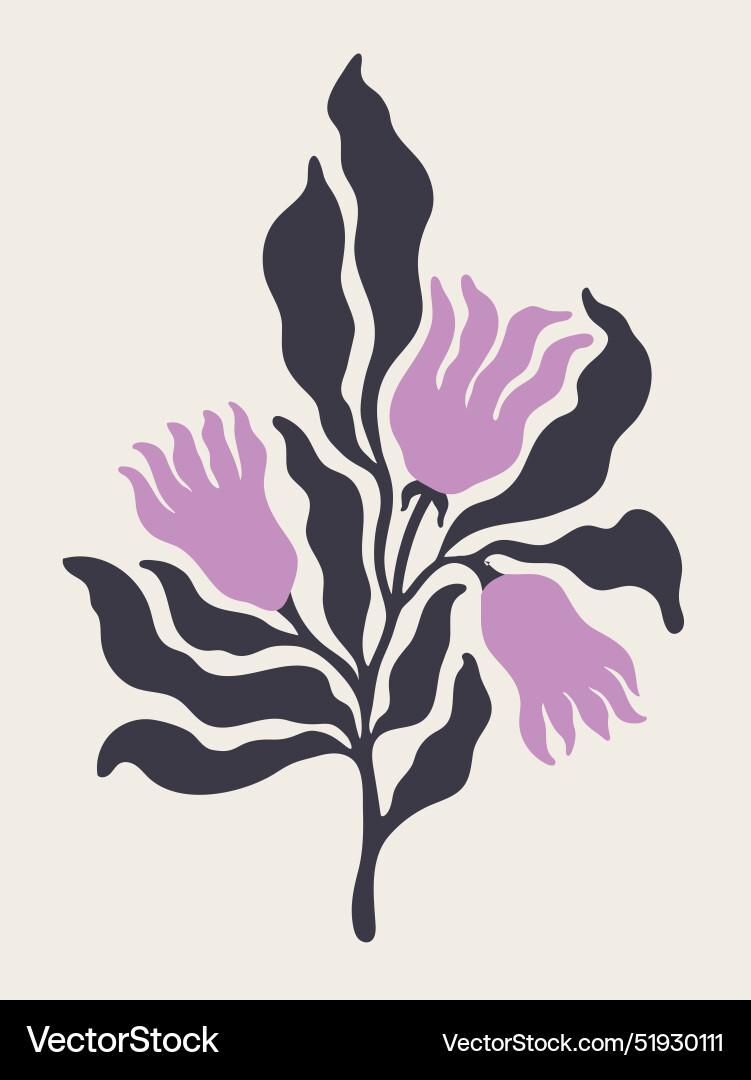 Minimalist abstract floral poster modern art Vector Image