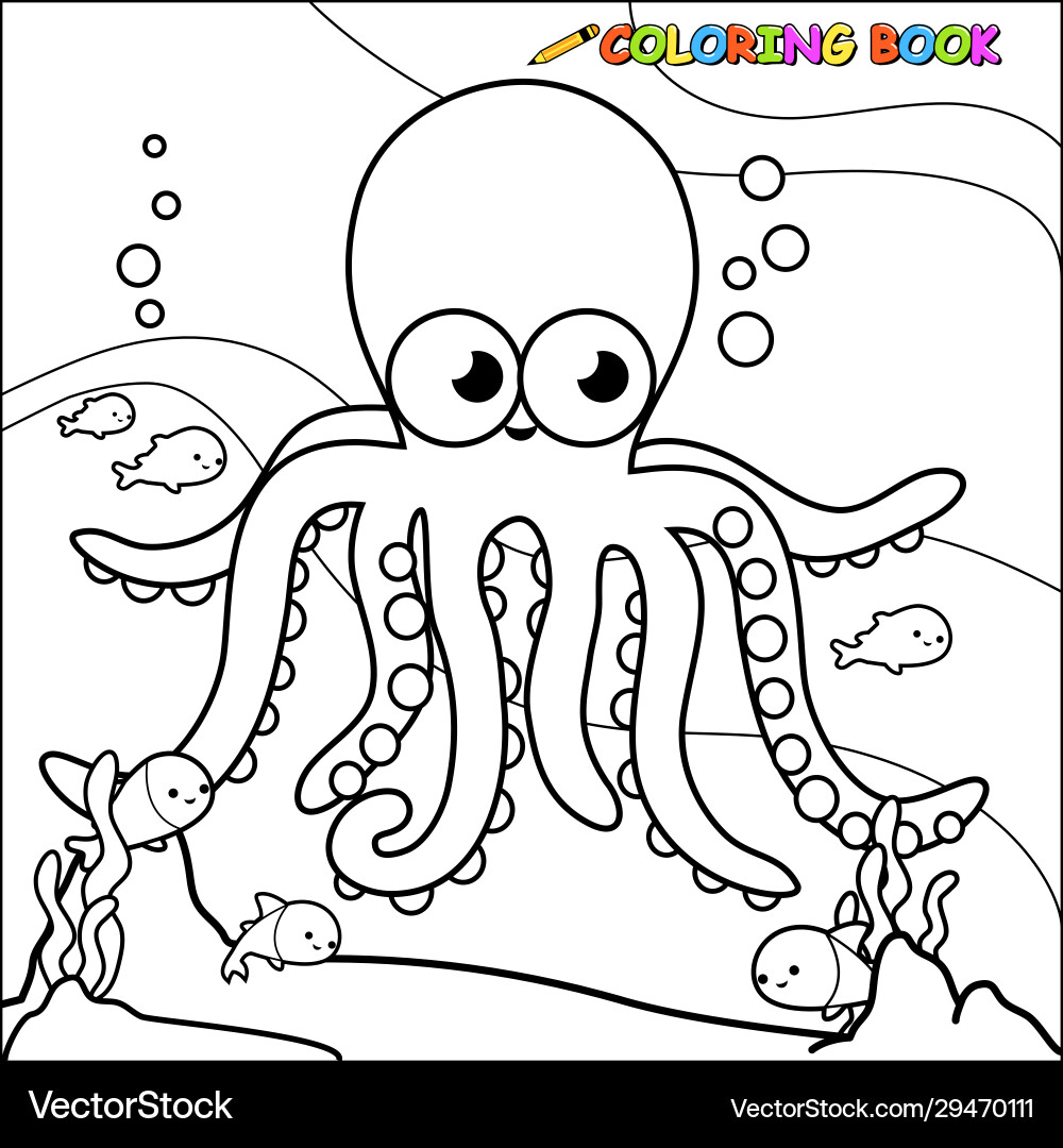 Octopus swimming underwater Royalty Free Vector Image