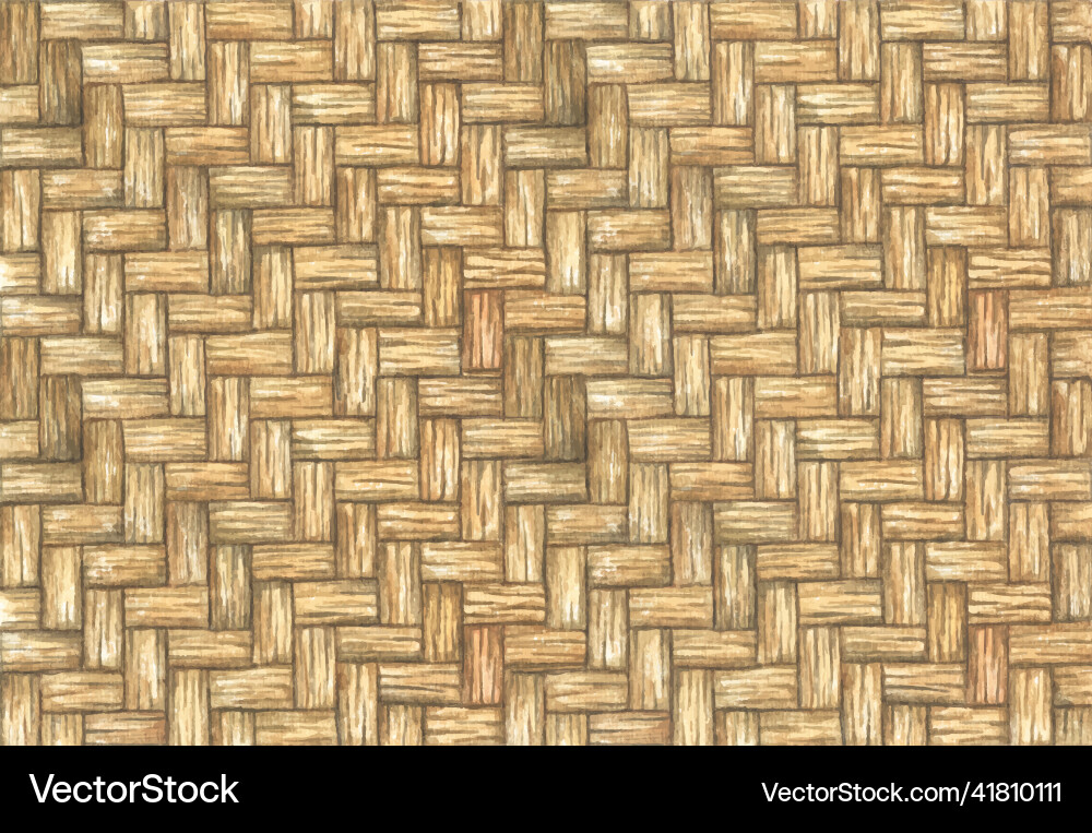 Old rattan weave texture watercolor Royalty Free Vector