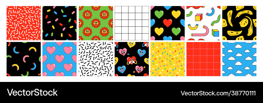 Retro Cartoon Patterns Royalty Free Vector Image