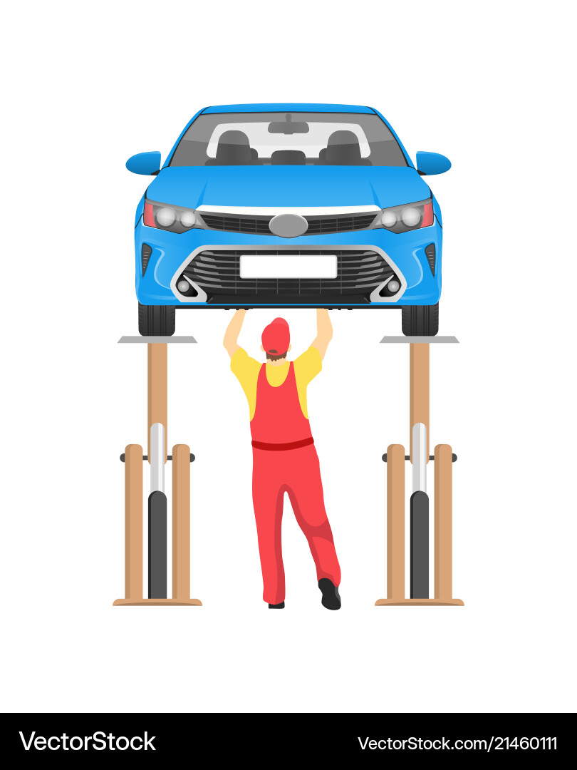 Vehicle on inspection in auto service card Vector Image
