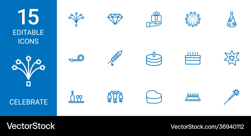 15 celebrate icons Royalty Free Vector Image - VectorStock