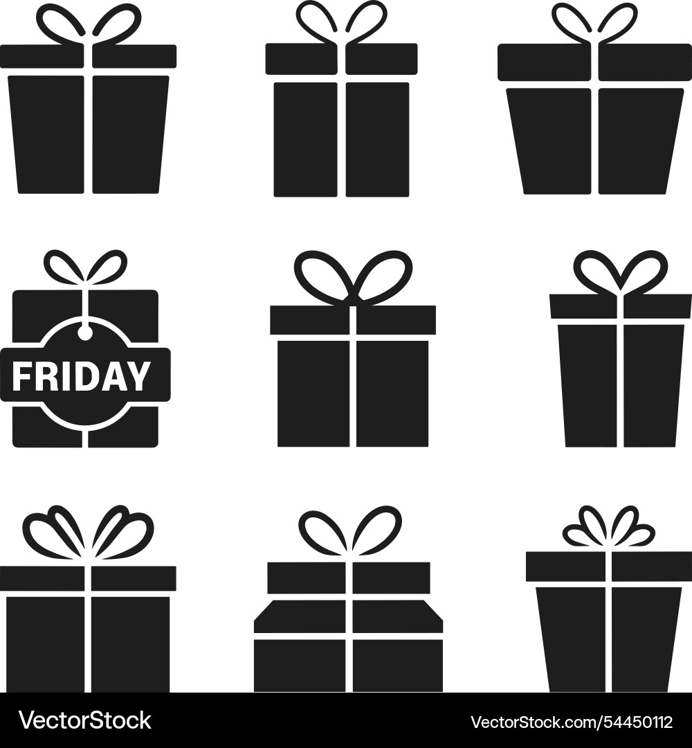 A Set Of Gift Box Silhouette Royalty Free Vector Image