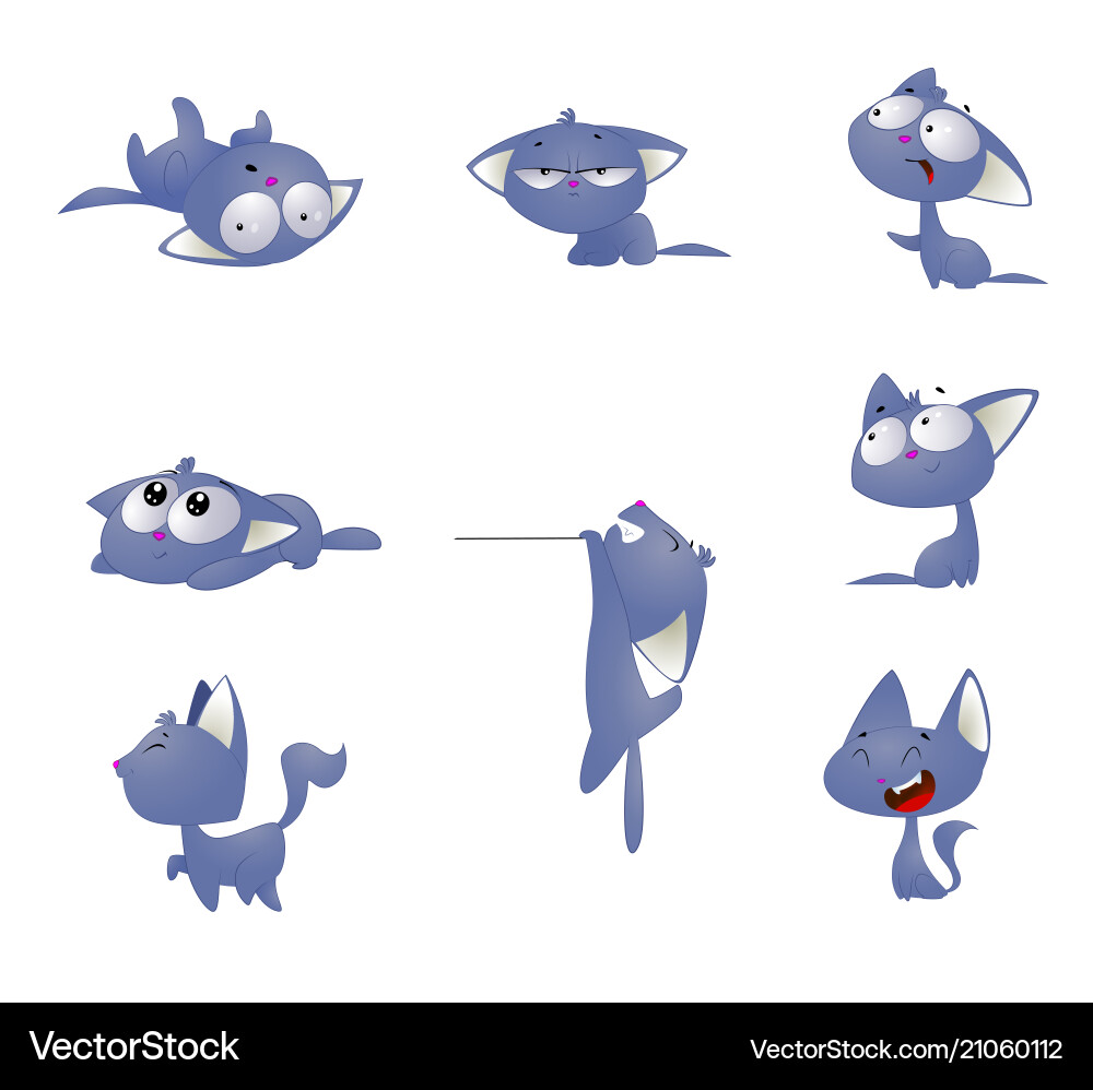 Adorable Funky Cats Collection Royalty Free Vector Image
