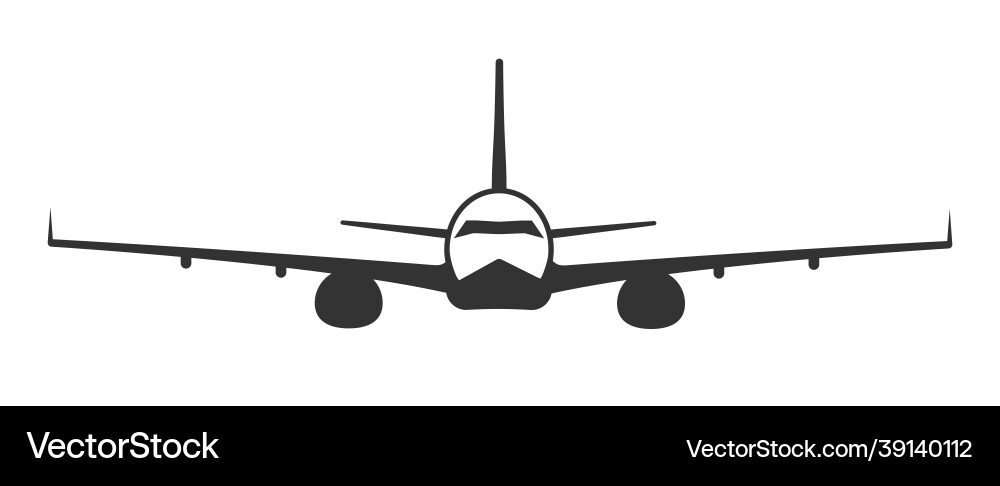 Airplane in simple style front view Royalty Free Vector