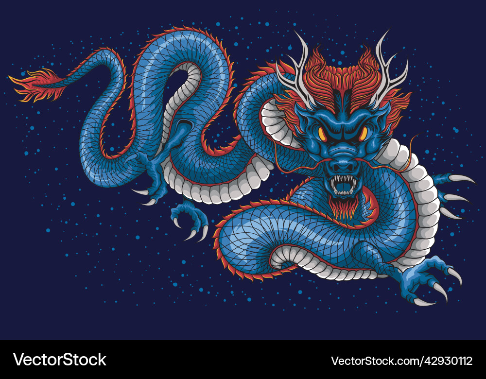Blue dragon Royalty Free Vector Image - VectorStock