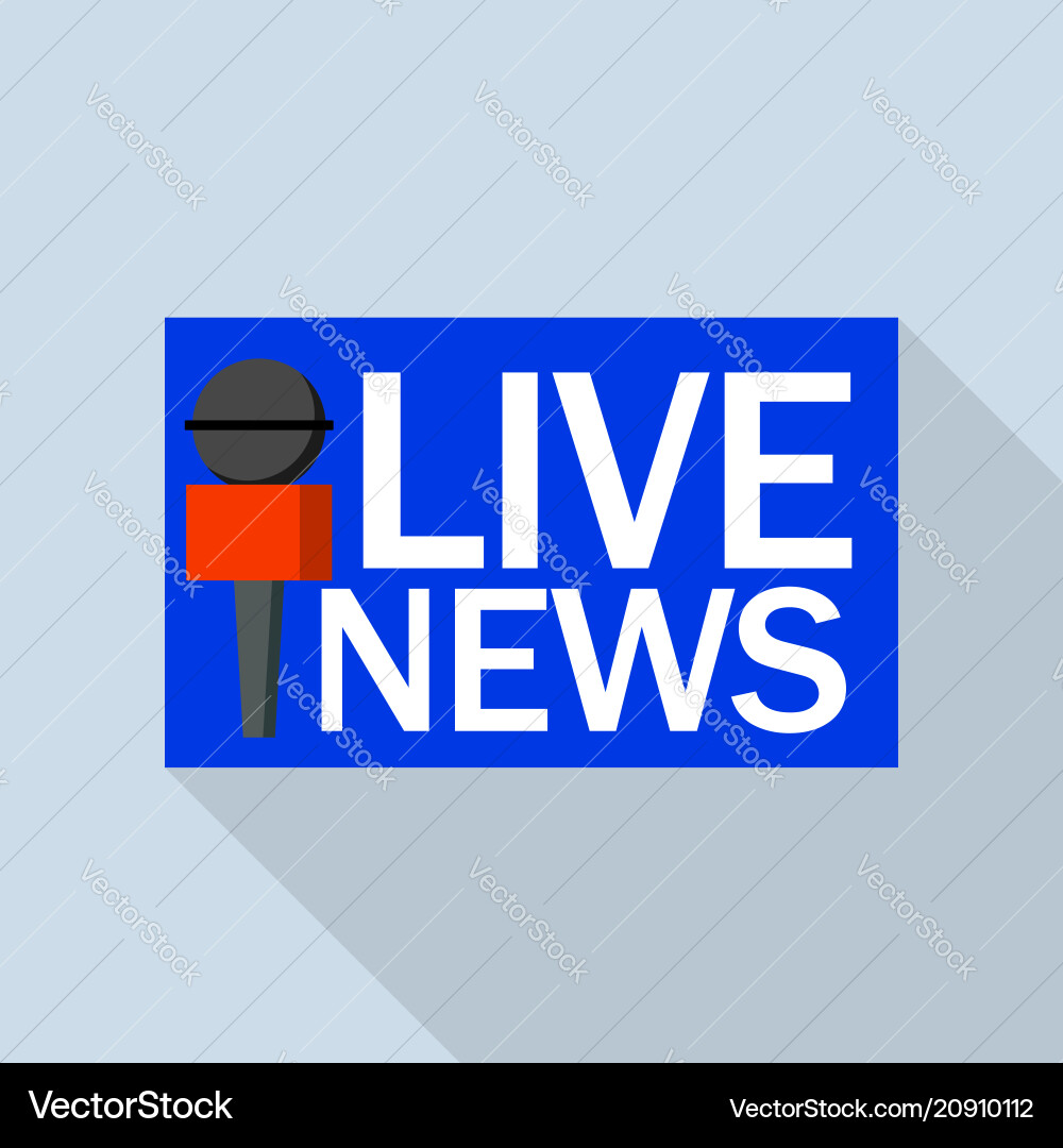 Blue live news logo flat style Royalty Free Vector Image