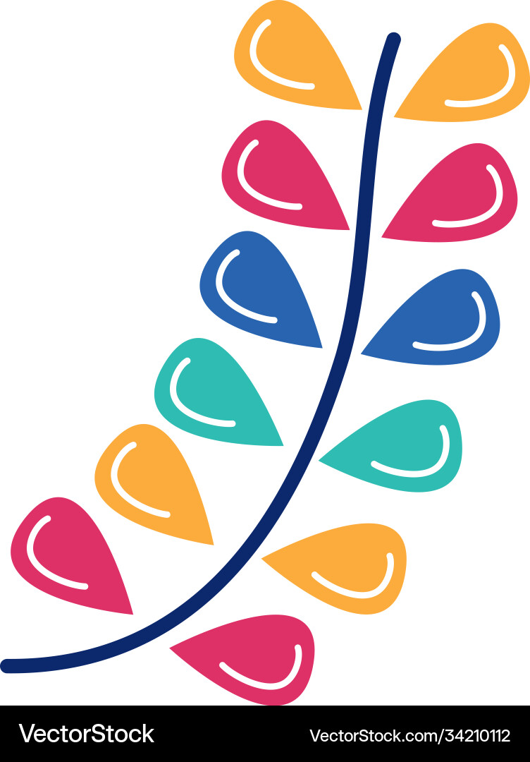 Branch with leafs flat style icon Royalty Free Vector Image