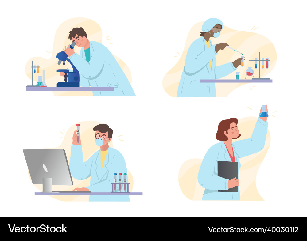 Chemical laboratory research set Royalty Free Vector Image