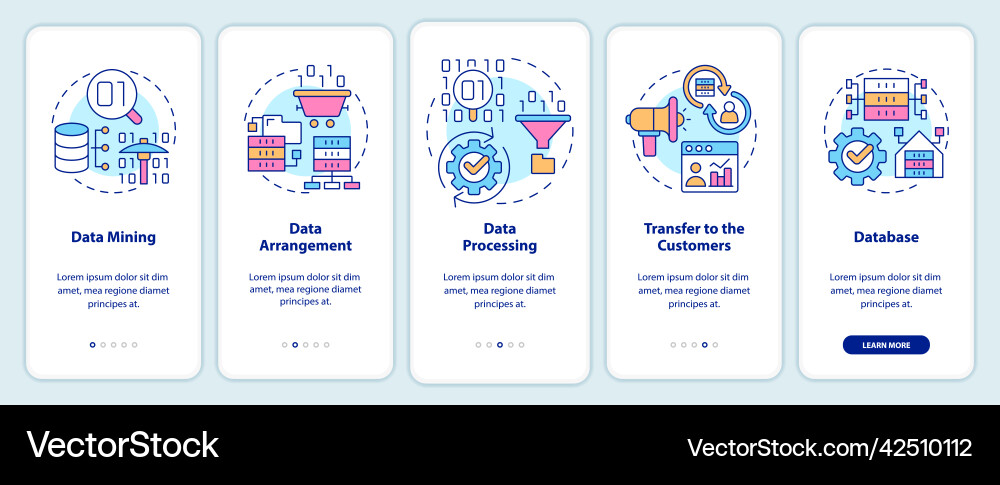 Collecting and processing data onboarding mobile Vector Image