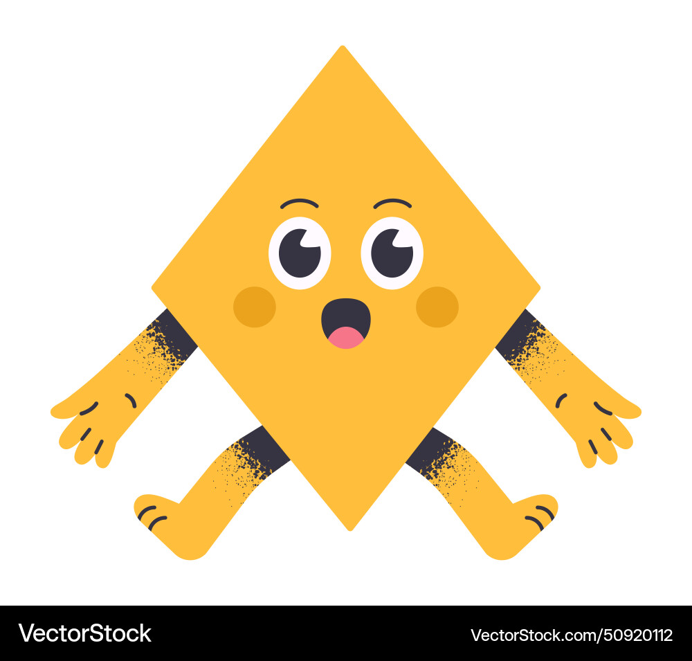 Comic rhombus mascot adorable geometric shape Vector Image