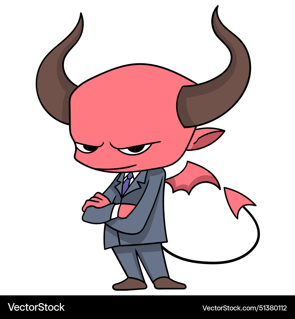 Evil faced devil businessman planning cheating Vector Image