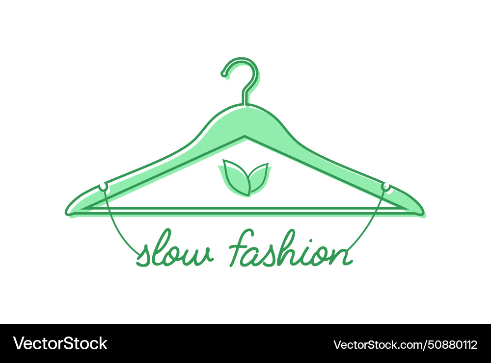 Green hanger with leaves and handwritten text Vector Image