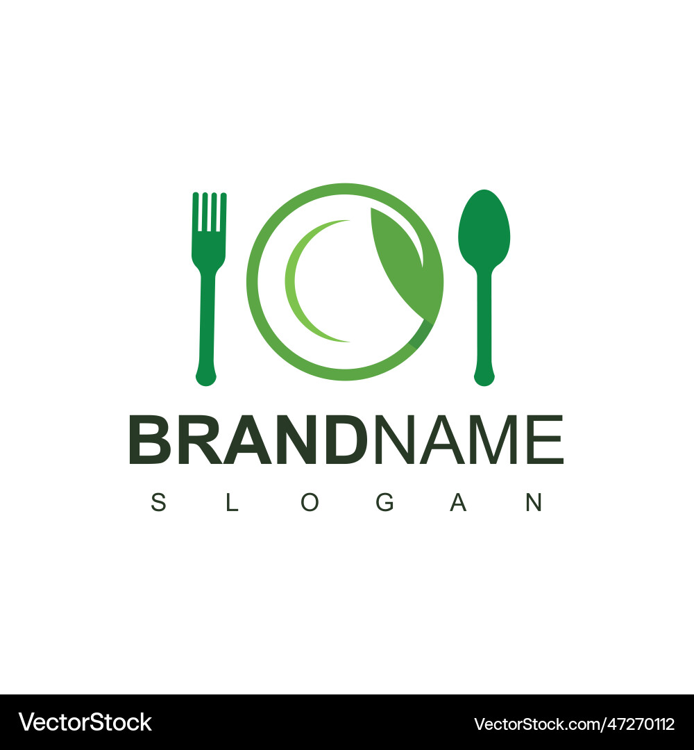 Healthy food logo restaurant icon using vegan Vector Image